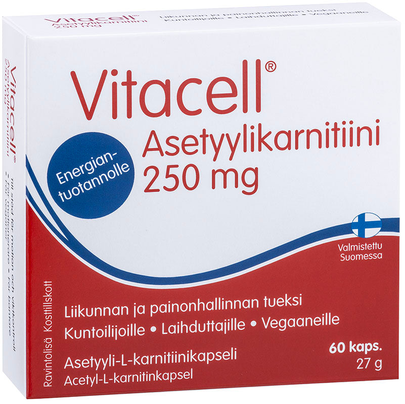Vitacell Asetyylikarnitiini 250 mg 60 kaps.